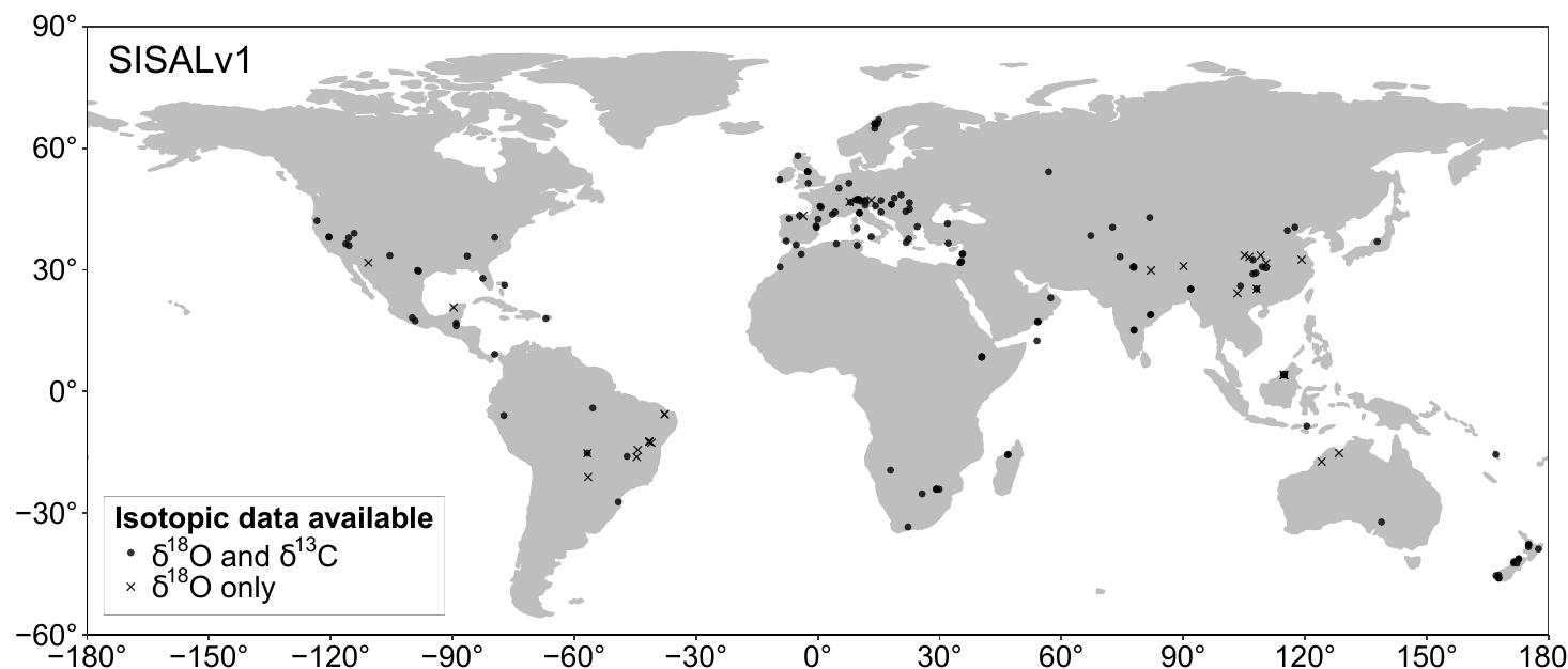Map of the location of sites in the database. note that some