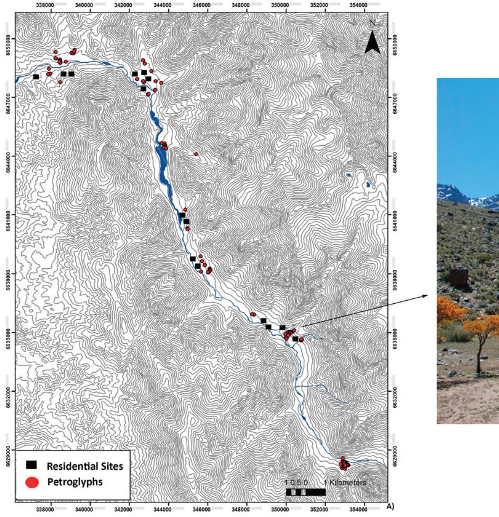 Placement of diaguita rock art: (a) map showing the spatial