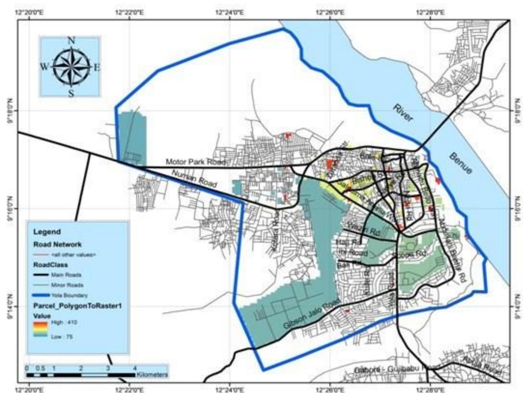 Rasterized open spaces map (source: yola geodatabase)
