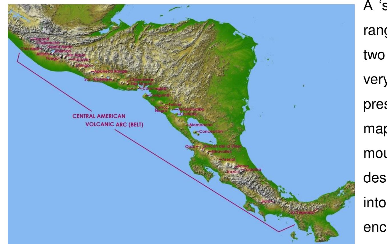 Map of the central american volcanic arc. created: 6 may