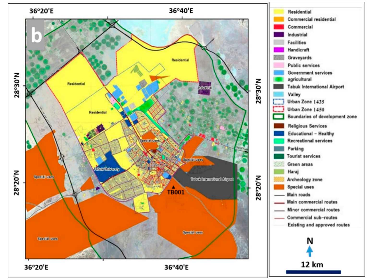 (a) location of tabuk city in the kingdom of saudi arabia