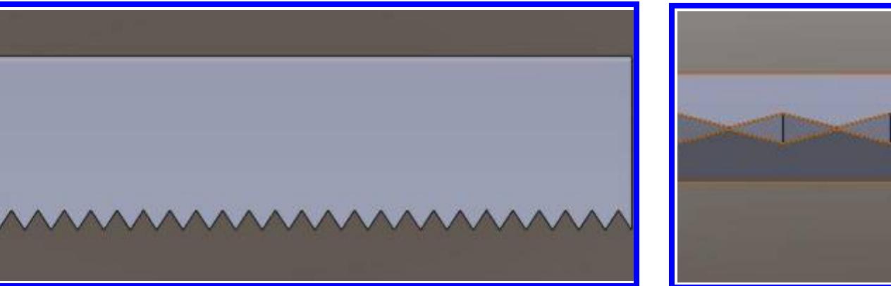 Triangular serrations. top view figure 2. triangular