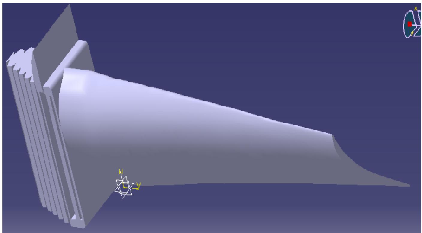 : gas turbine blade model using catia v5 r21 working plane.