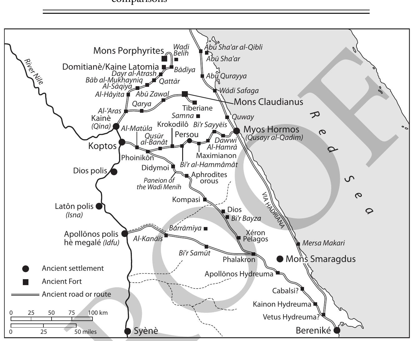 4 map of eastern desert roman roads with dios indicated.