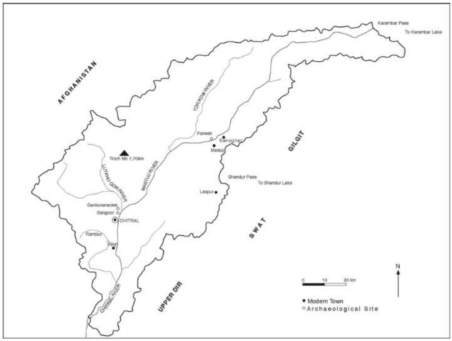 Sketch map of district chitral, khyber pakhtunkhwa, pakistan