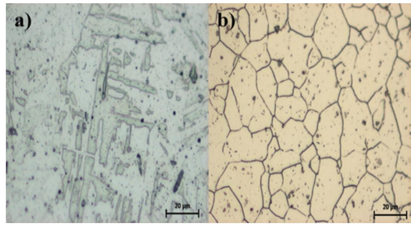Microstructures of (a) 17-4 ph and (b) 17-7 ph stainless