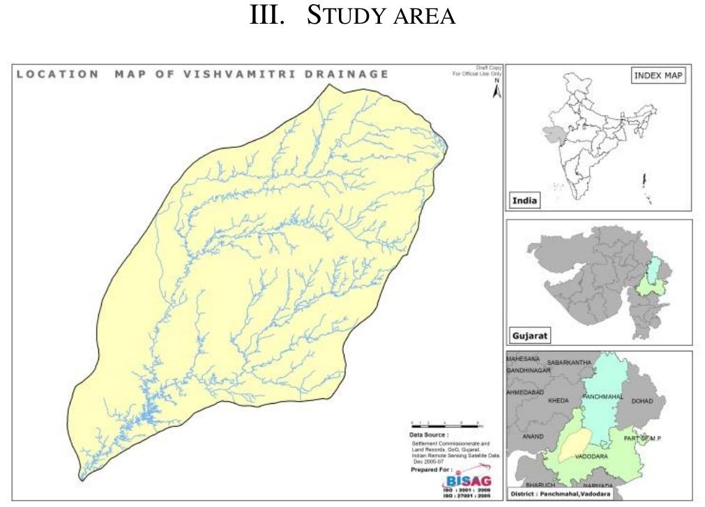Location map of vishwamitri river watershed the study area
