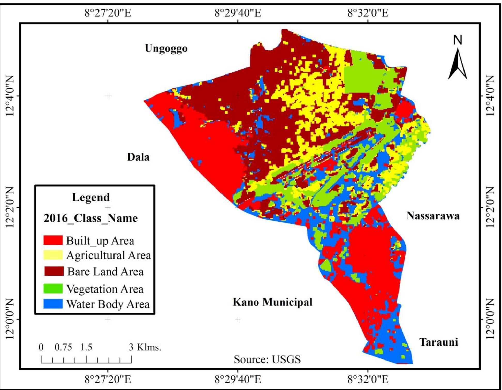 5: classified land-use/cover map of the study area for the