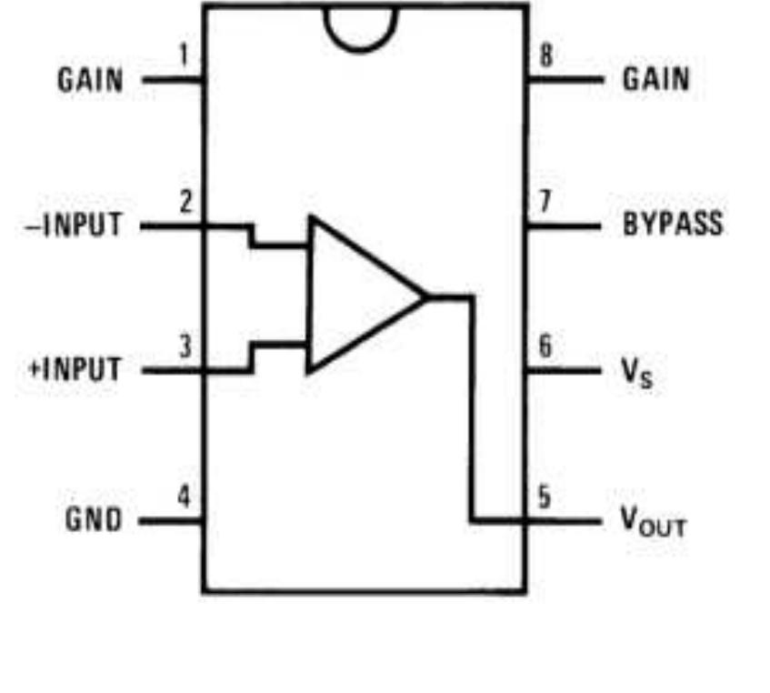 The pin diagram of lm386 ic is shown in the figure 3.7