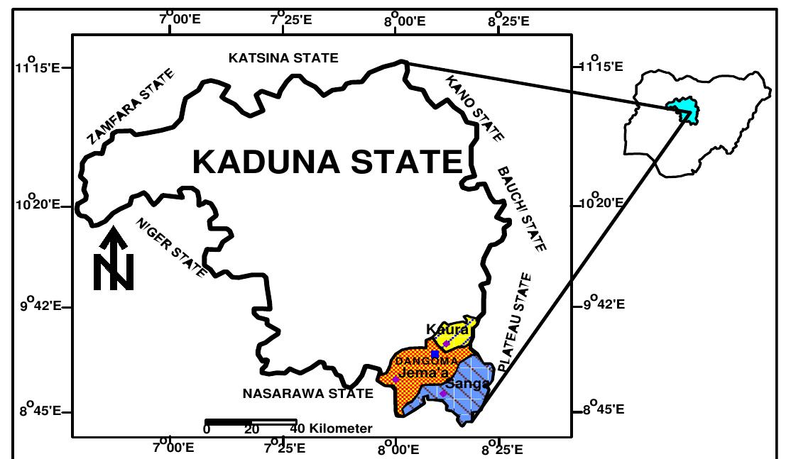 Location of dangoma in jema’a lga, kaduna state, nigeria the
