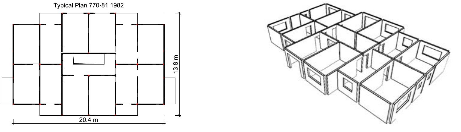 1. plan layout and wall configuration of a precast large
