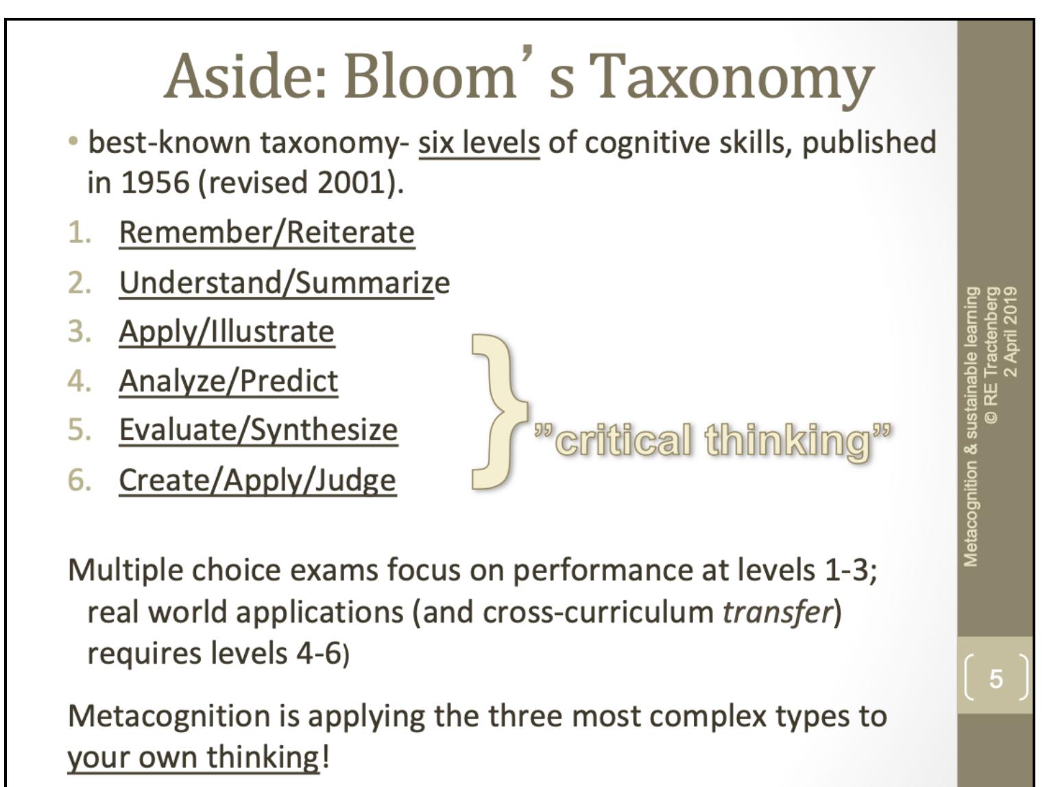 Aside: bloom’s taxonomy is the best known hierarchical