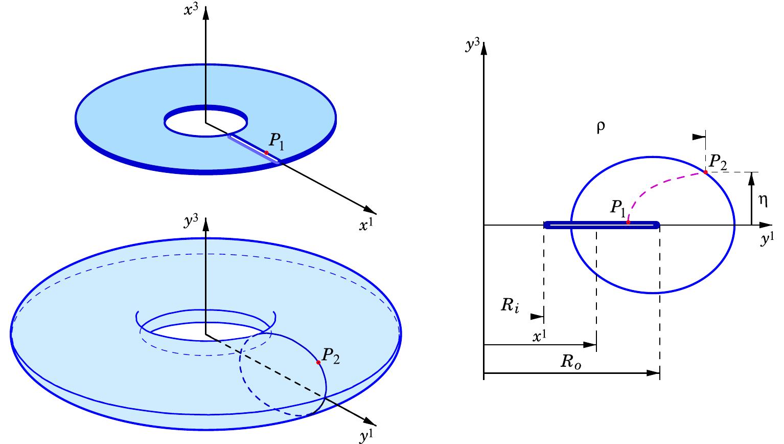 A flat toroidal membrane in undeformed and deformed