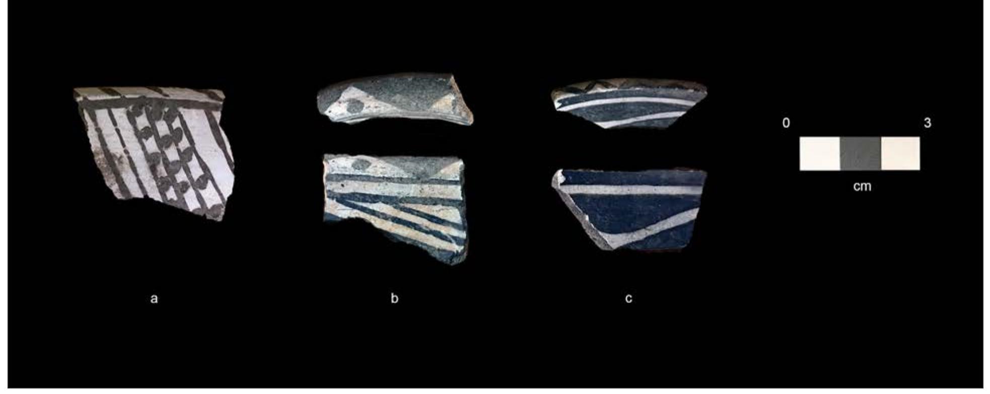 3. examples of late black-on-white sherds with decorated