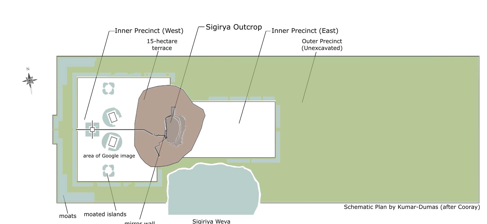 Sigiriya site plan drawn to scale showing the central