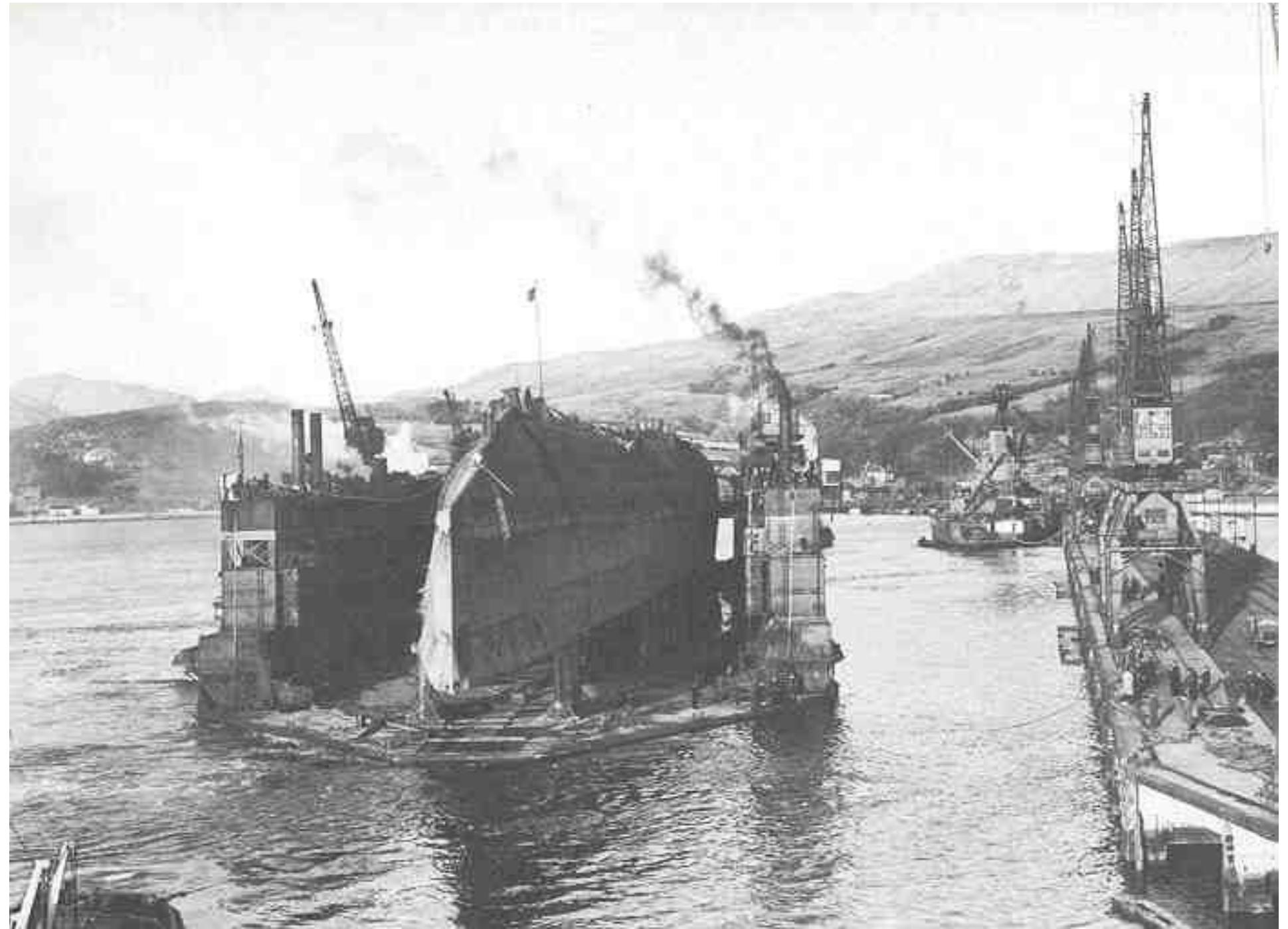 Plate 62: the hull of sms derfflinger was taken to the river