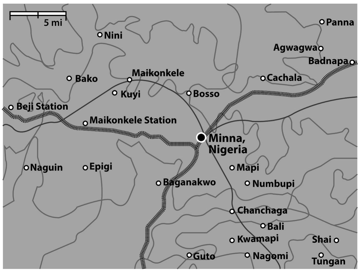 Map of minna, niger state, nigeria. solid waste management
