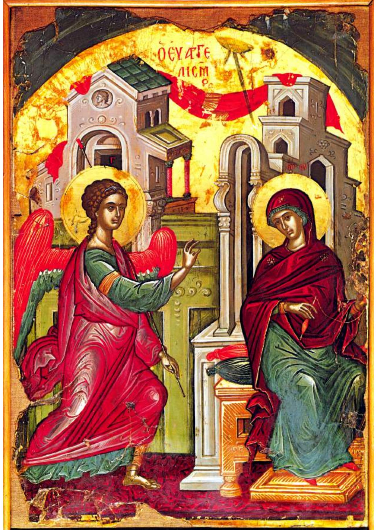 The annunciation painted by theophanes in 1546 on a tempera