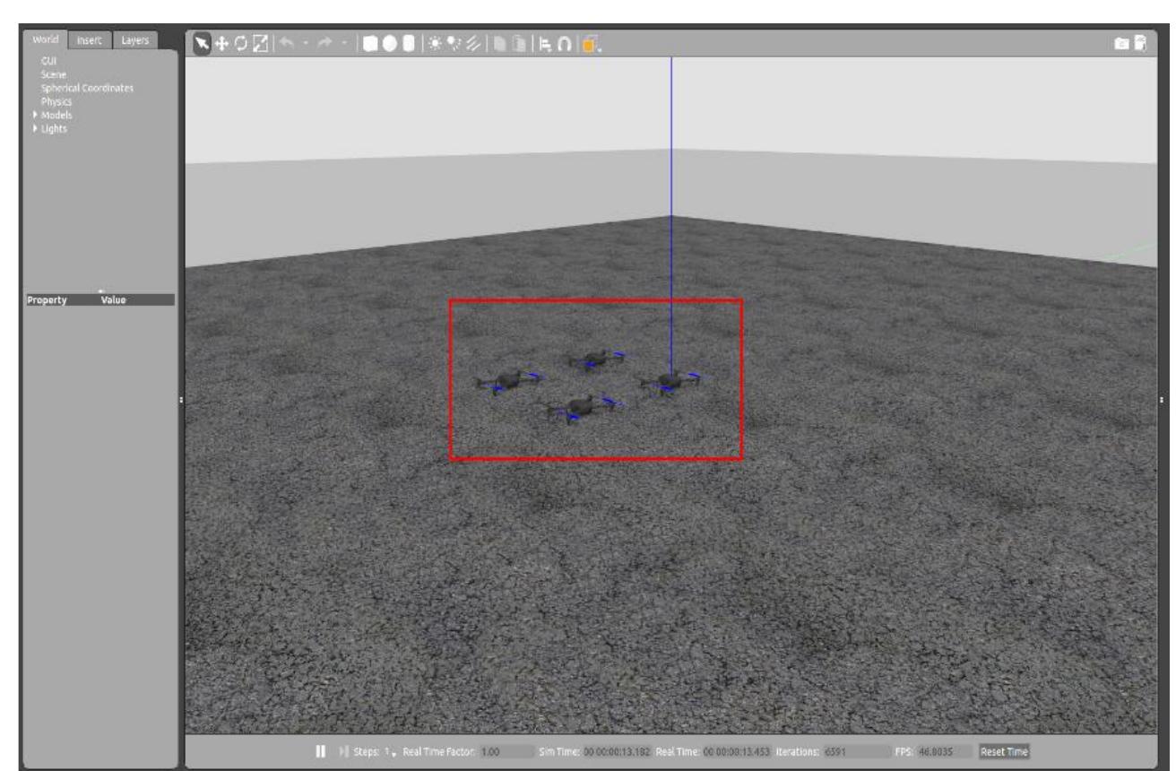 Gazebo with 4 uavs. figure 7: part of uav launch file