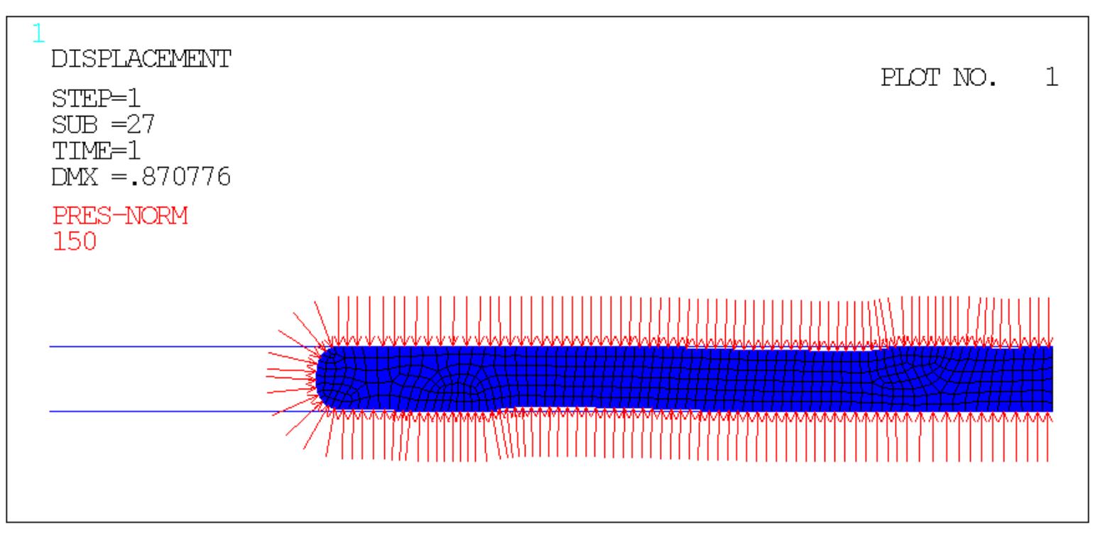 Fluid pressure loading on planar seal the fluid pressure is