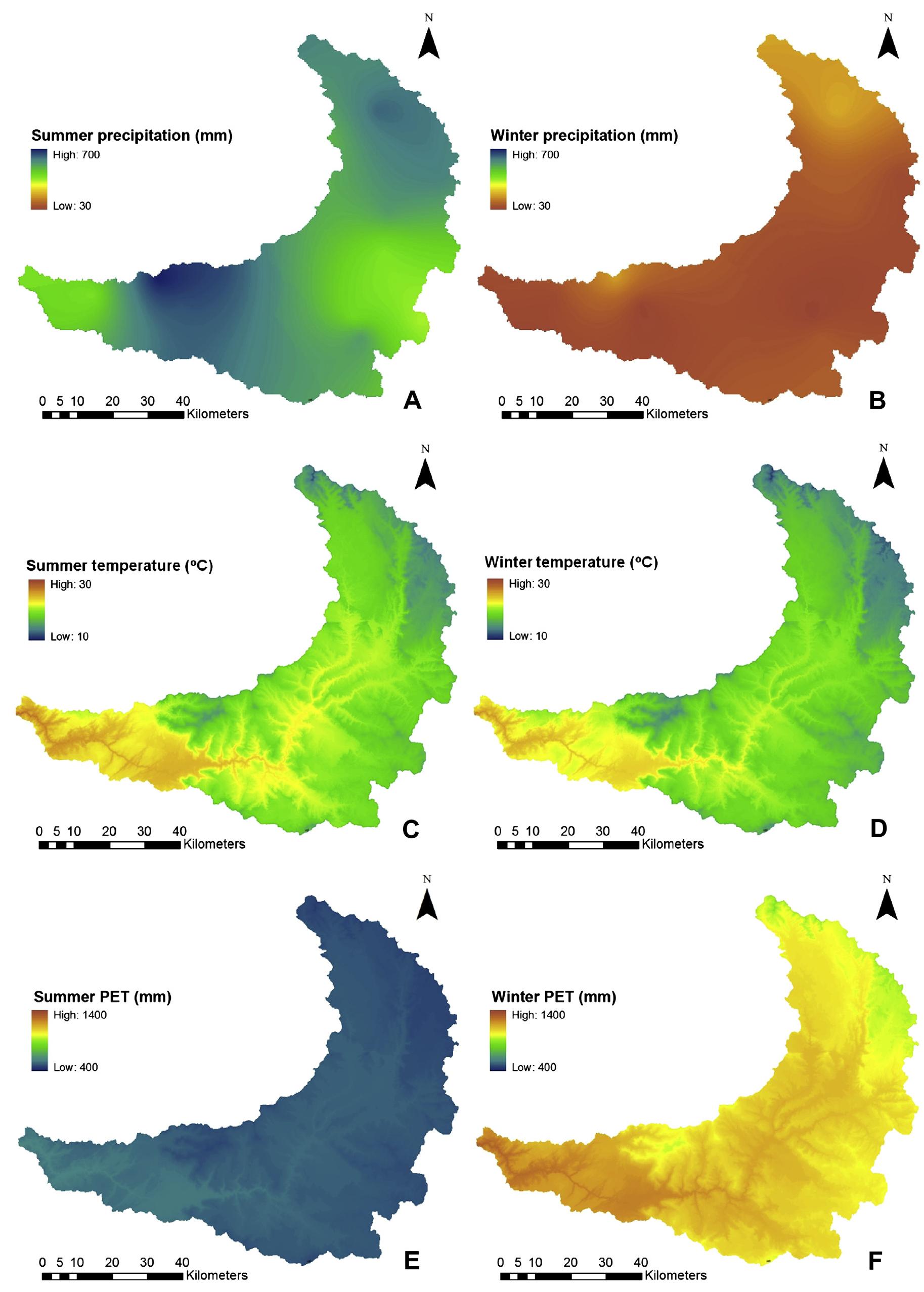 Gis maps used as input for the wetspass model of major