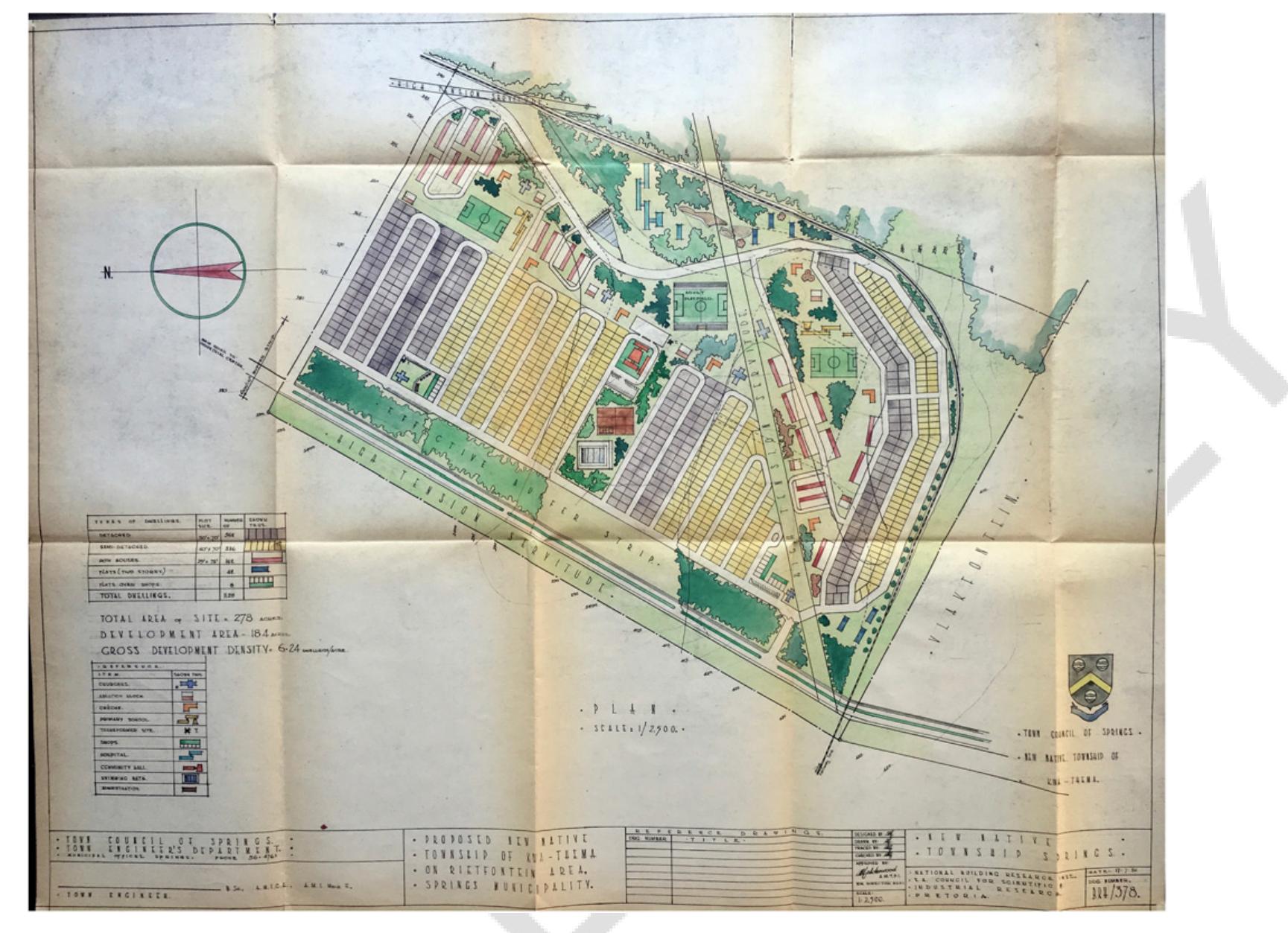‘proposed new native township of kwathema’. drawing by d.