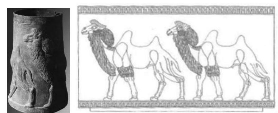 Bactrian camel design on silver cup discovered in gonur depe