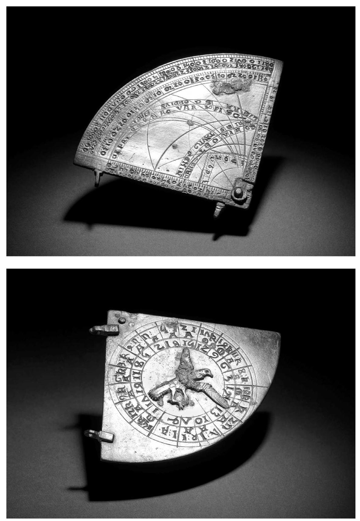 Front and back of the eagle astrolabe quadrant, c. 1375-1425