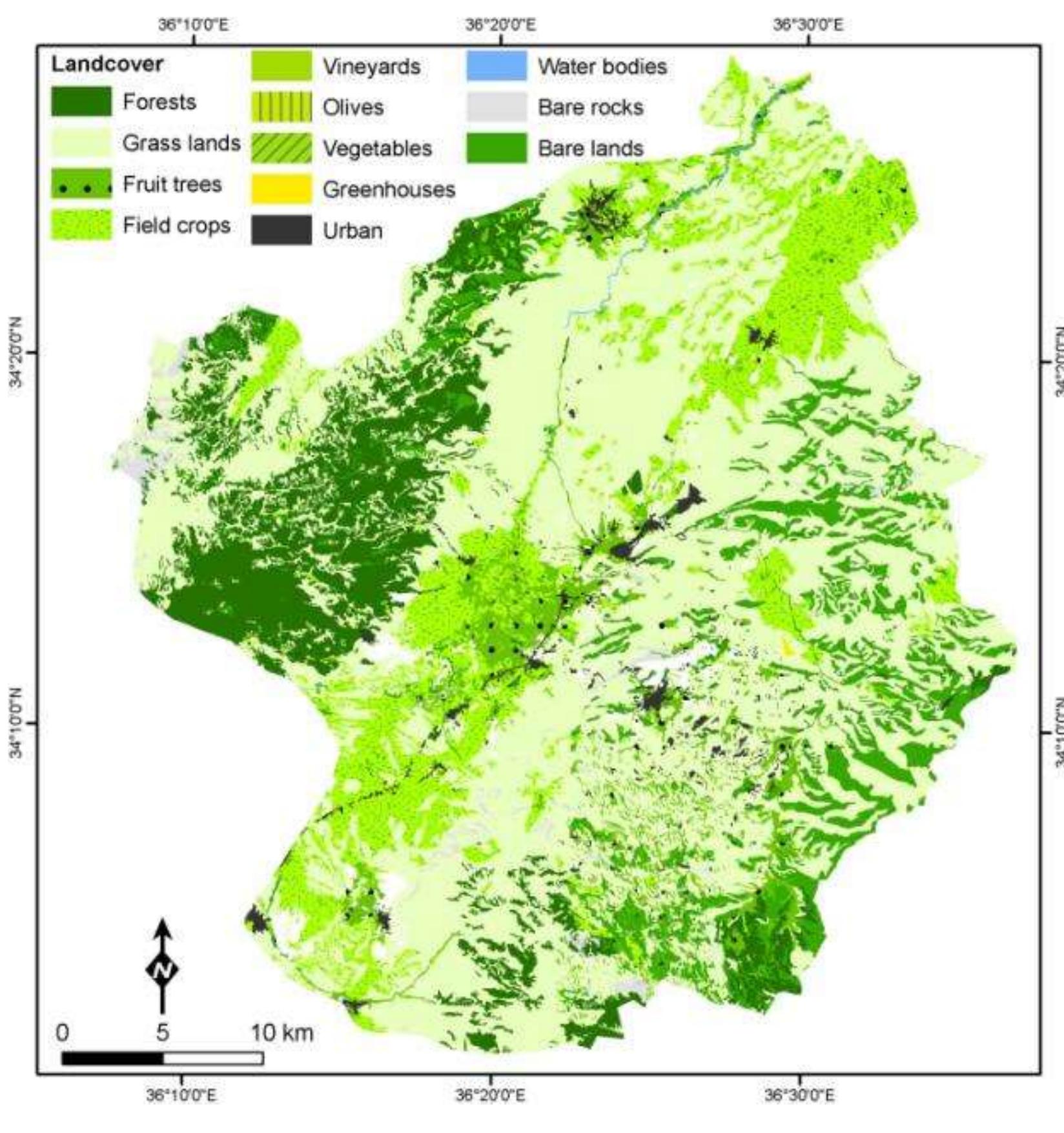 Landcover map of the orontes river watershed. 1.2.2. average