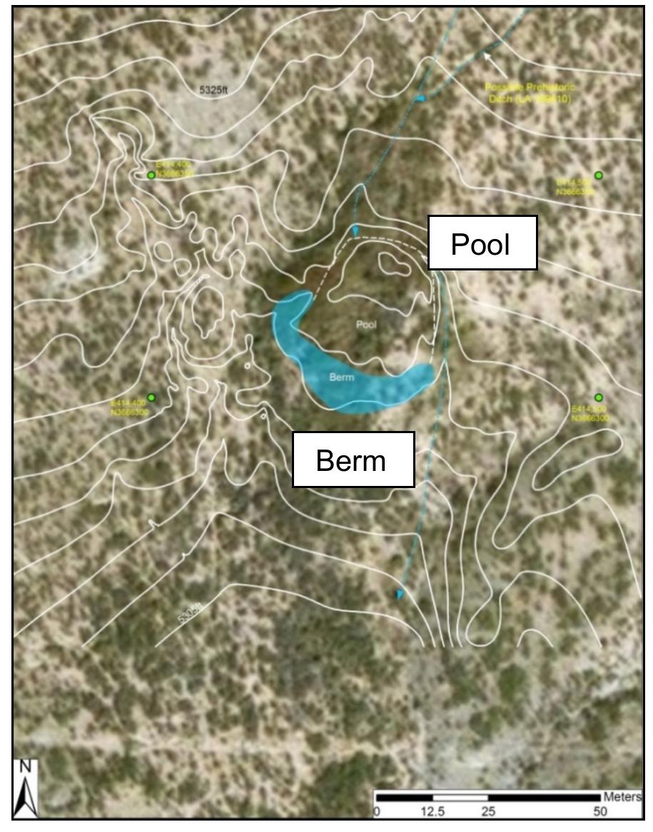 Contour map (2 ft intervals) imposed over the google earth