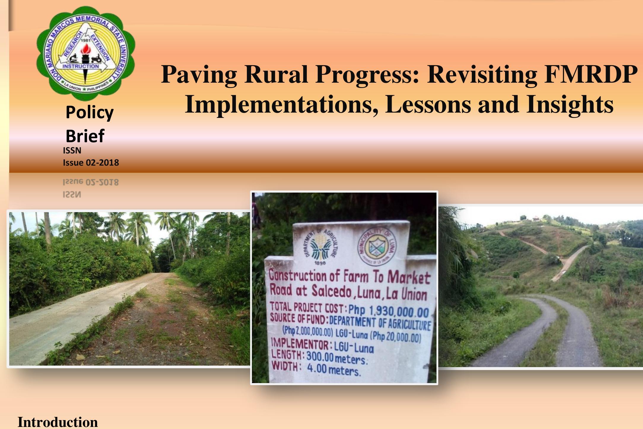 (PDF) Paving Rural Progress: Revisiting FMRDP Implementations, Lessons ...