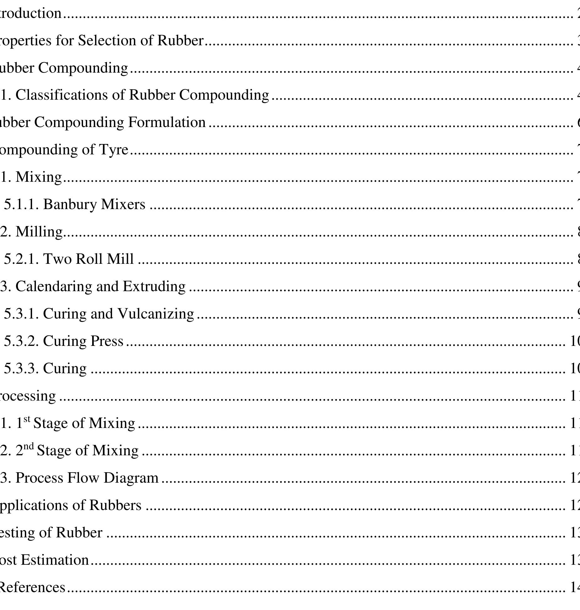 Table 1 - Rubber Compounding From Formulation to Compounding