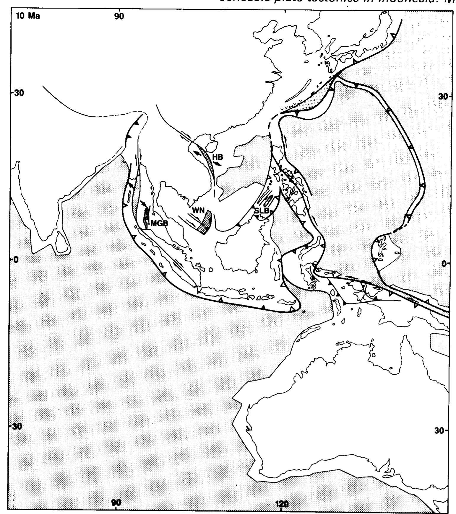 Late miocene reconstruction showing the tectonic shaving and