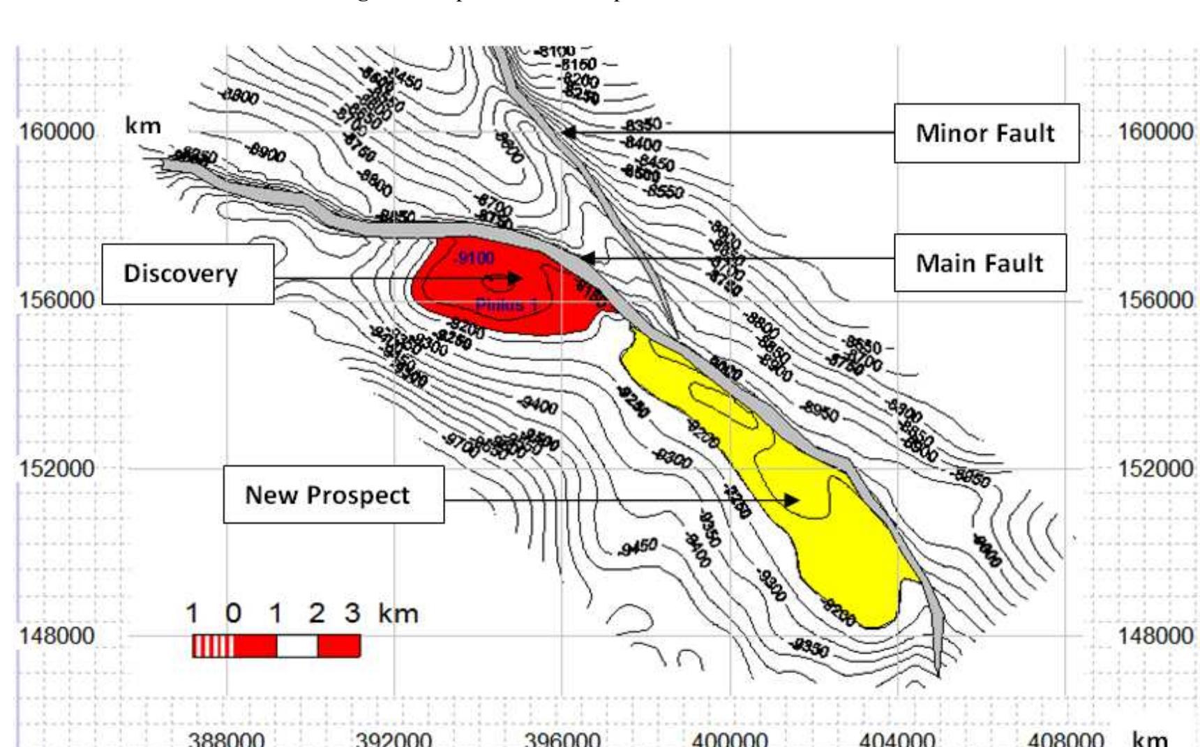A: depth structure map of sand a on philus field. fig. 10b: