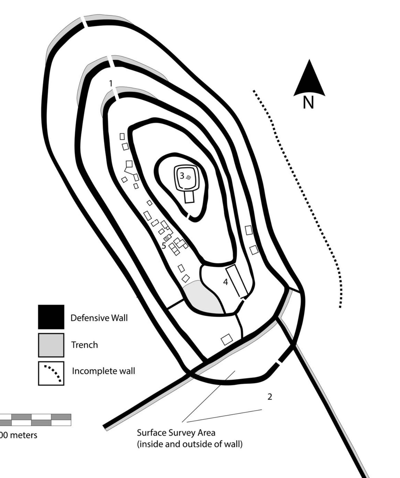 Campana pucara survey map with points from the text labeled