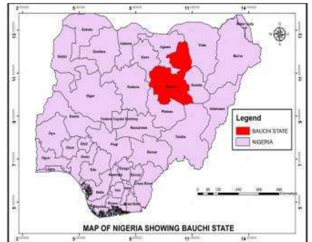 Map of nigeria showing bauchi state this study was carried