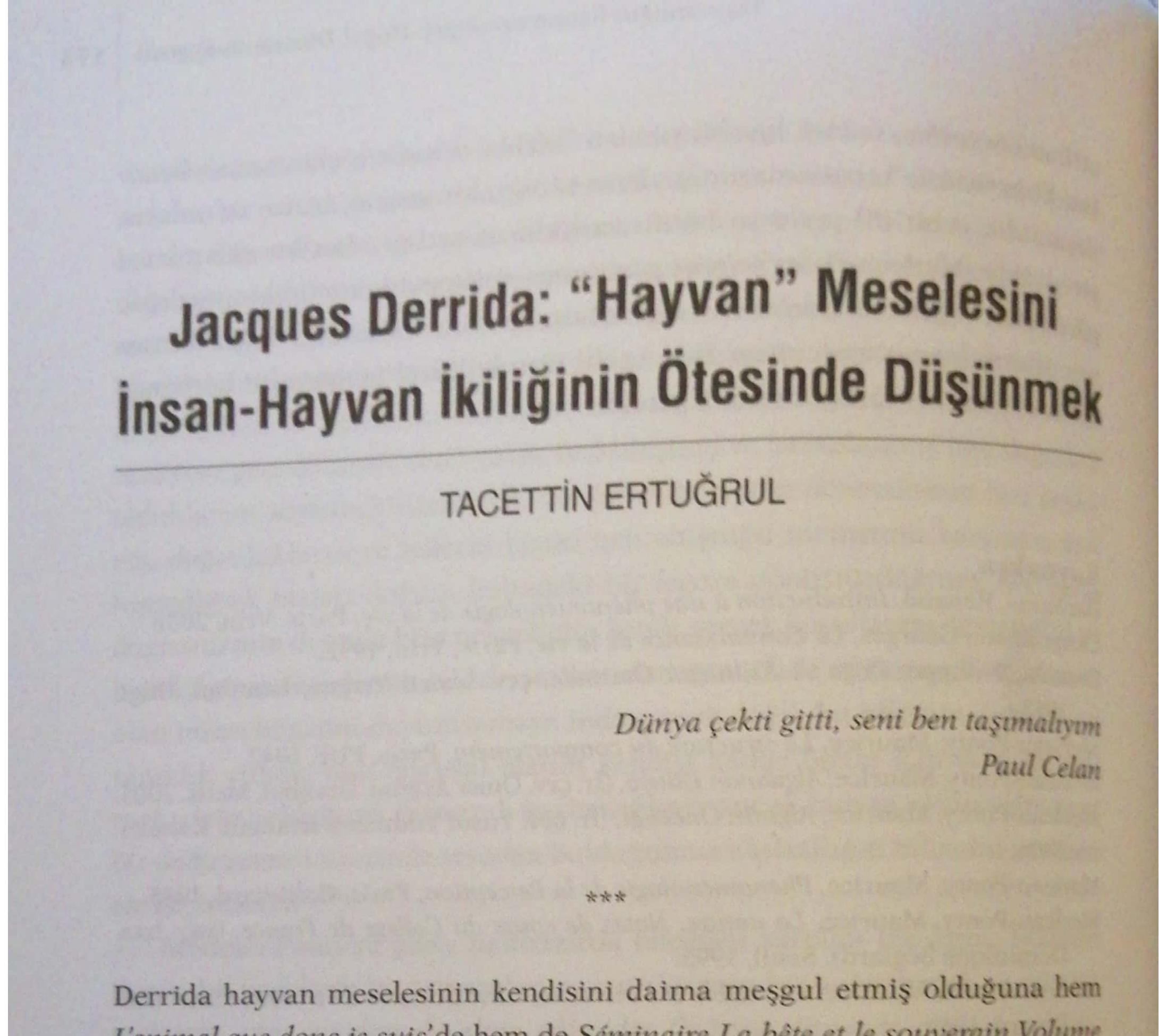 Figure 5 - Jacques Derrida: ‘Hayvan’ Meselesini İnsan-Hayvan