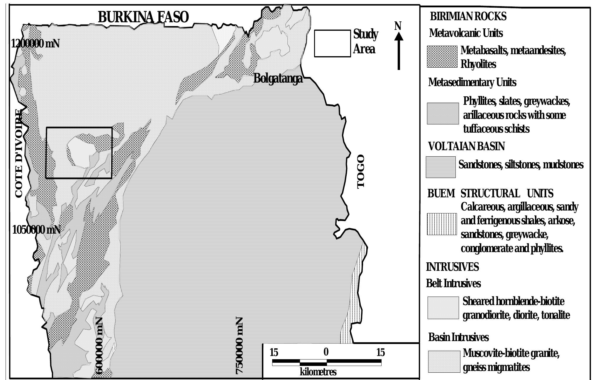 Geological map of northern ghana showing the lithological