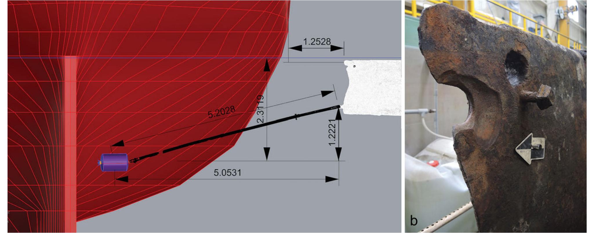 A) 3d reconstruction of the moment of contact of hunley’s