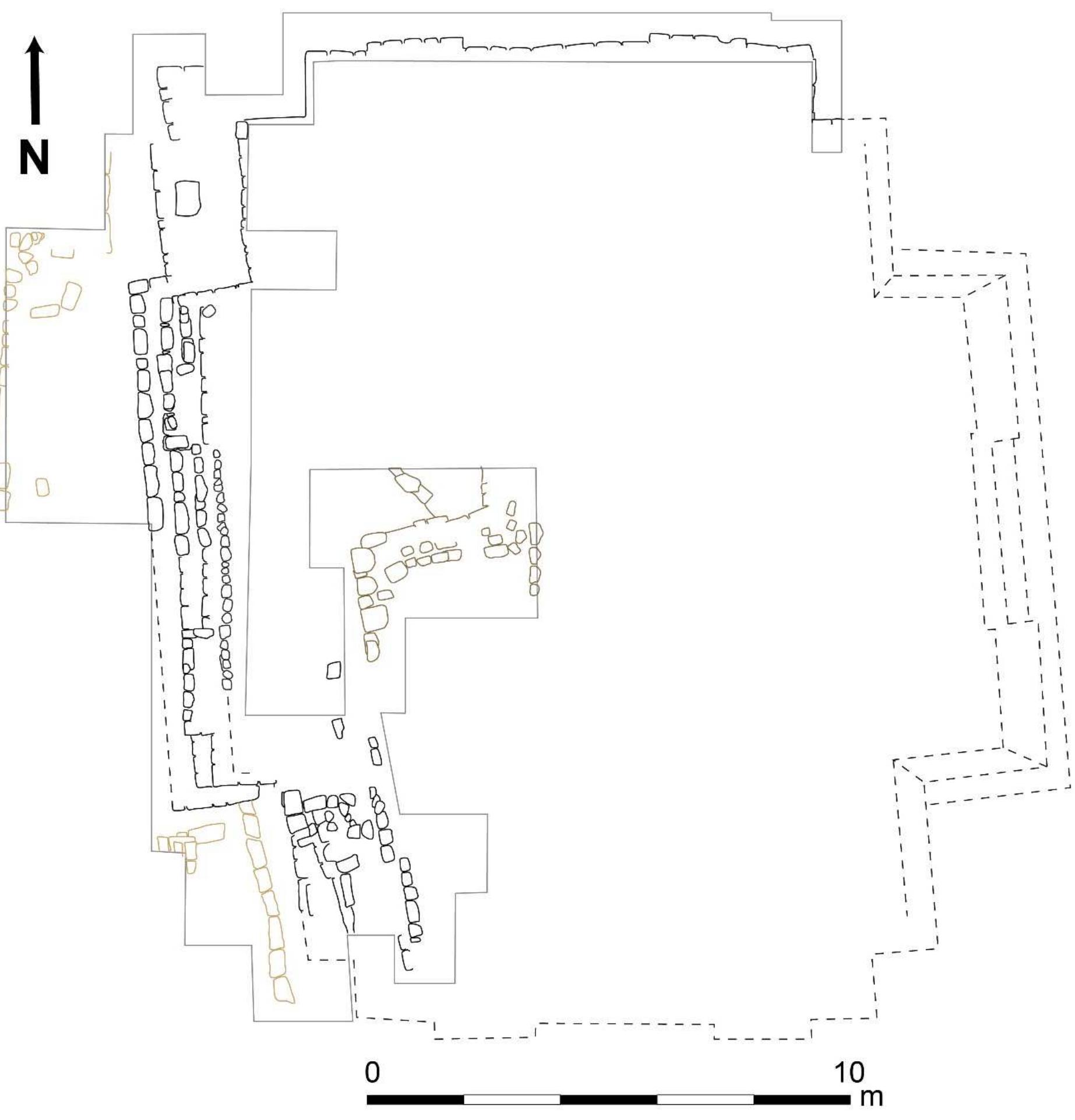 Plan map of structure b8. black lines indicate structure