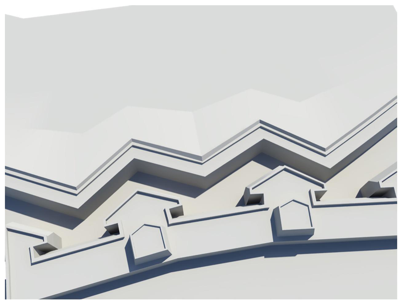 Elevation view of trace italienne fortifications.