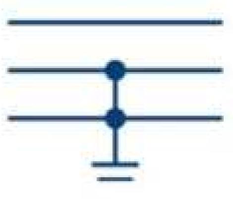 Fault current flows through the shorted phases and to the