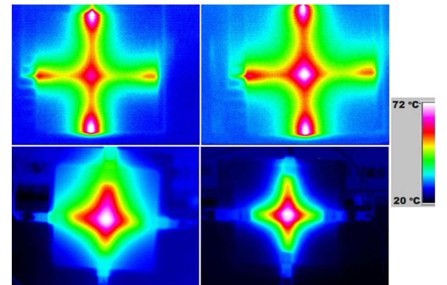 Thermal images of cfrp panels heated by electrical currents