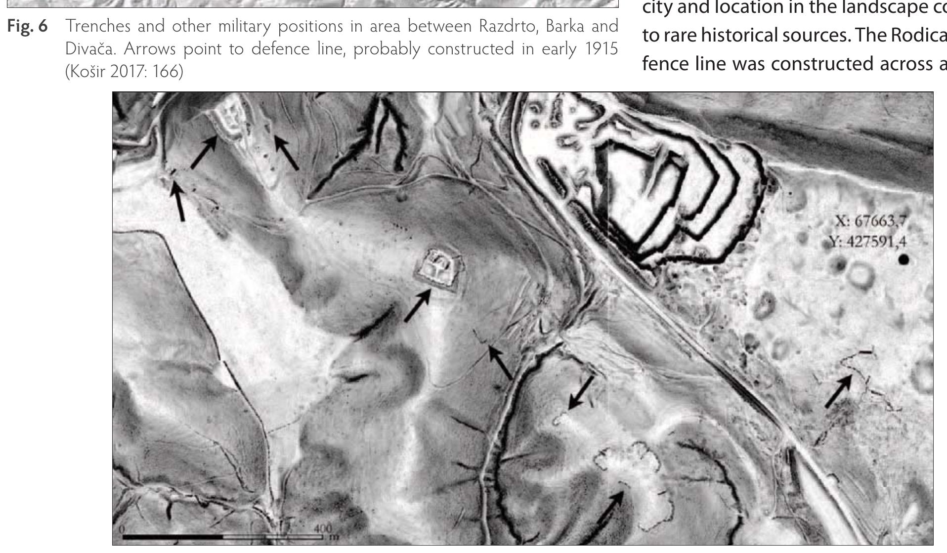 Positions near razdrto. first world war trenches can be seen