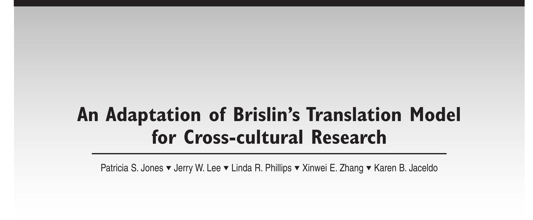 (PDF) An Adaptation of Brislin's Translation Model for Cross-cultural ...