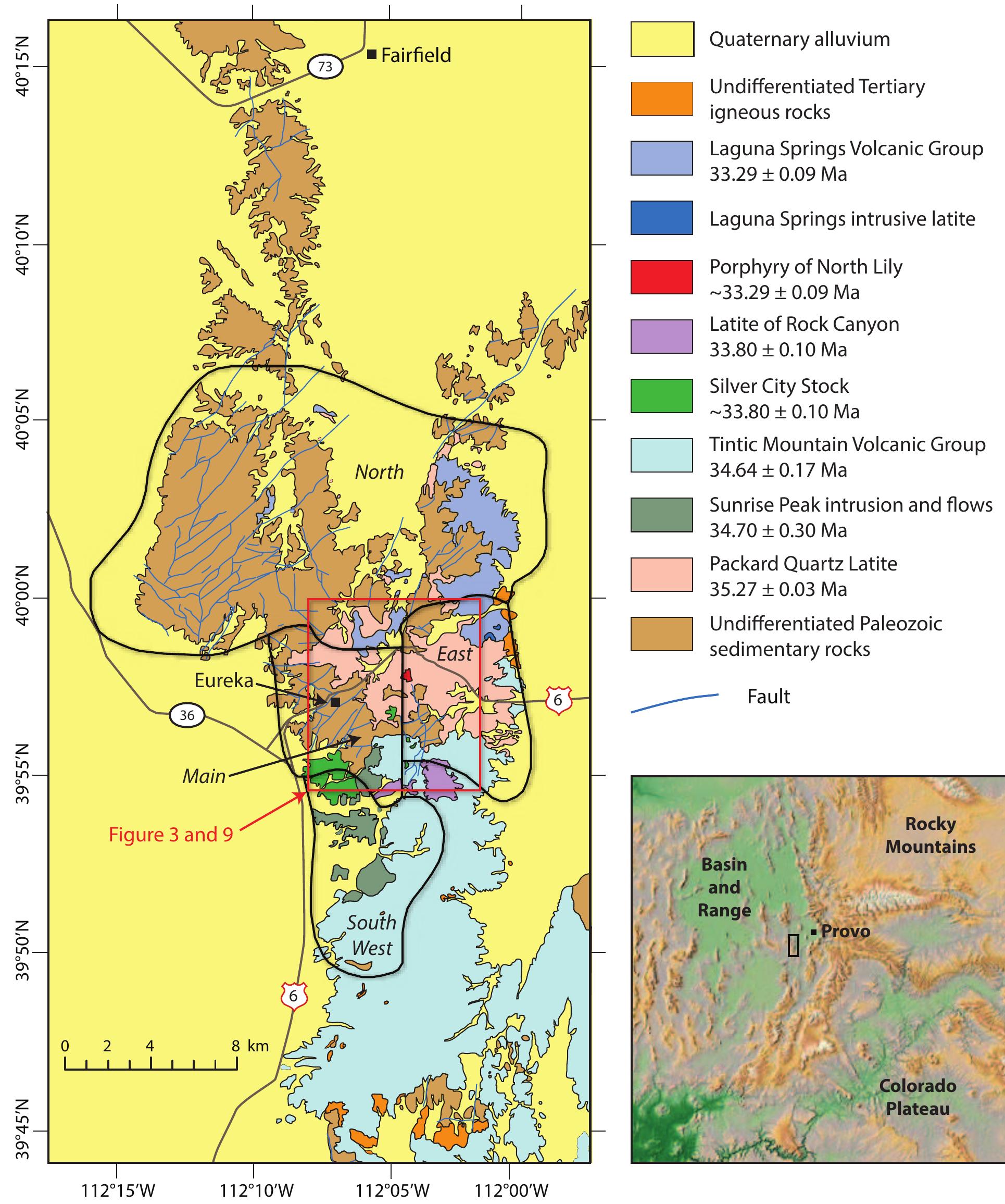 Simplified geologic map of the east tintic mountains,