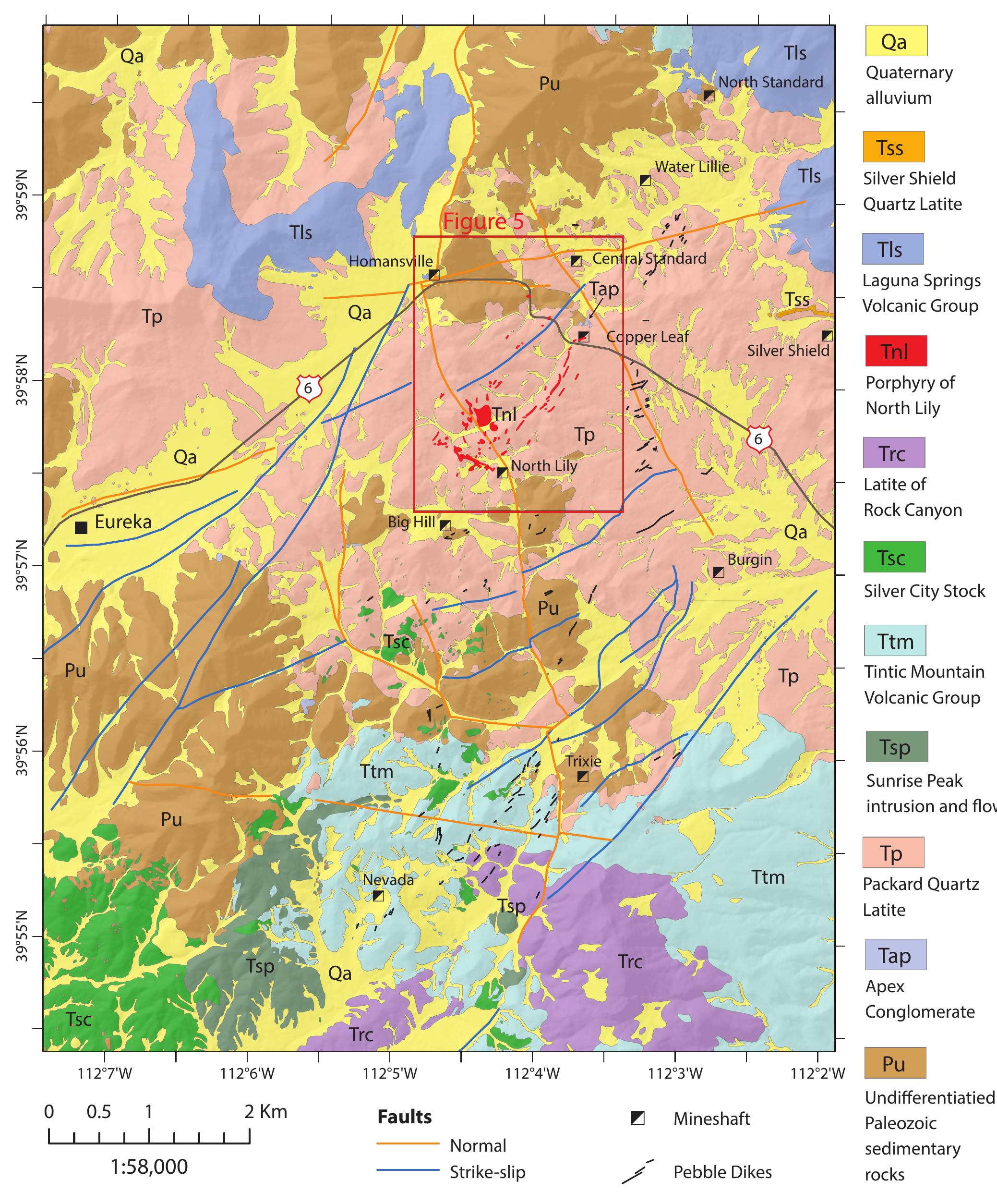 Simplified geologic map of the tintic mining district