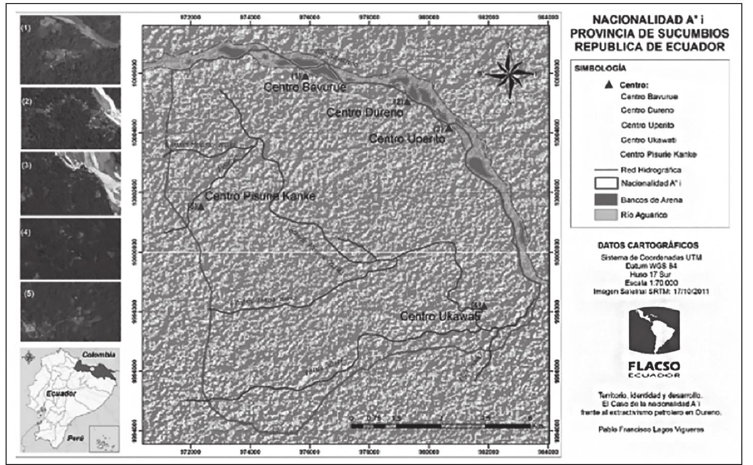 Imagen 1. mapa de cinco centros poblados de la comunidad a'l