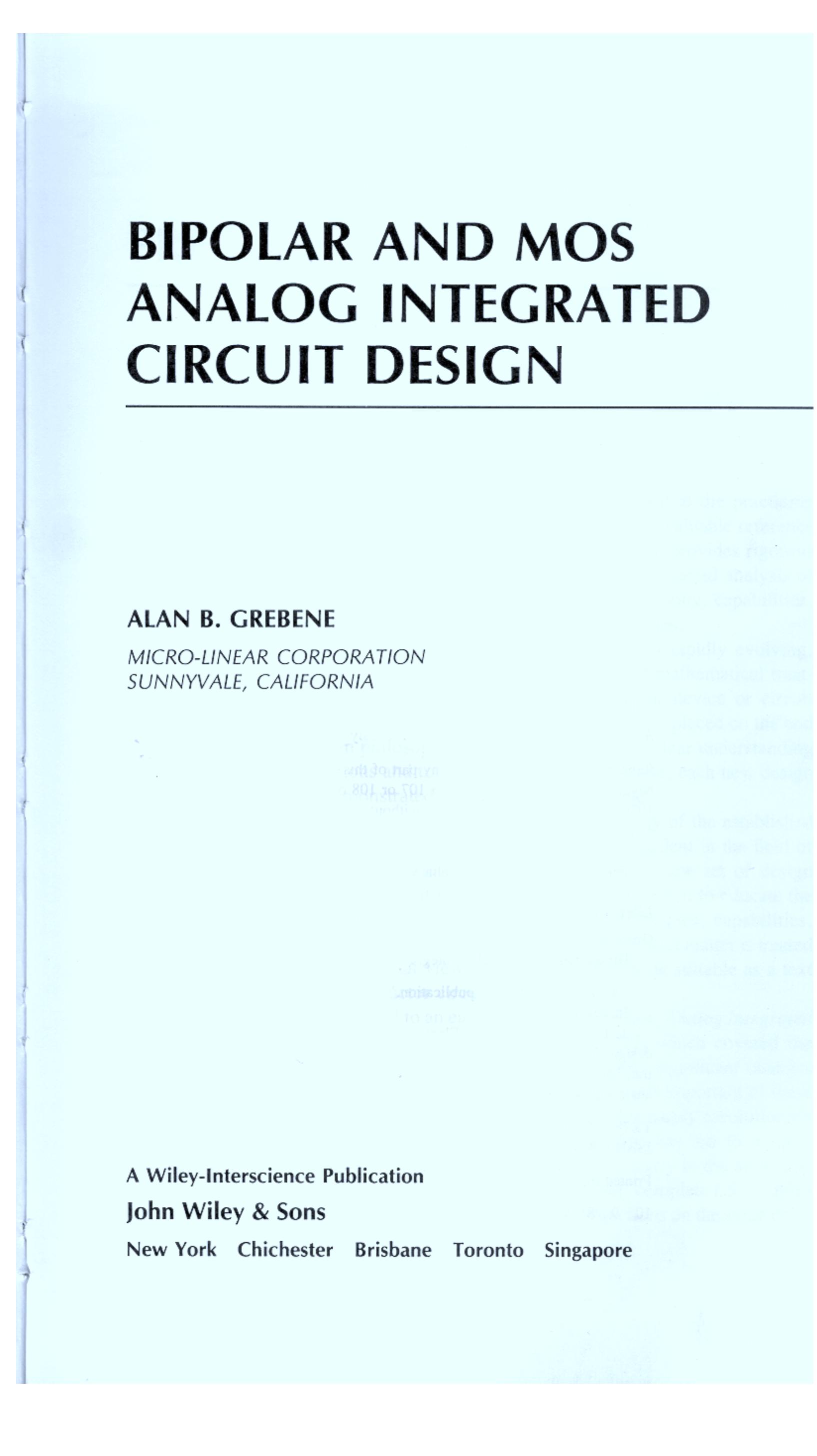 Figure 1 - Bipolar and MOS analog integrated circuit design