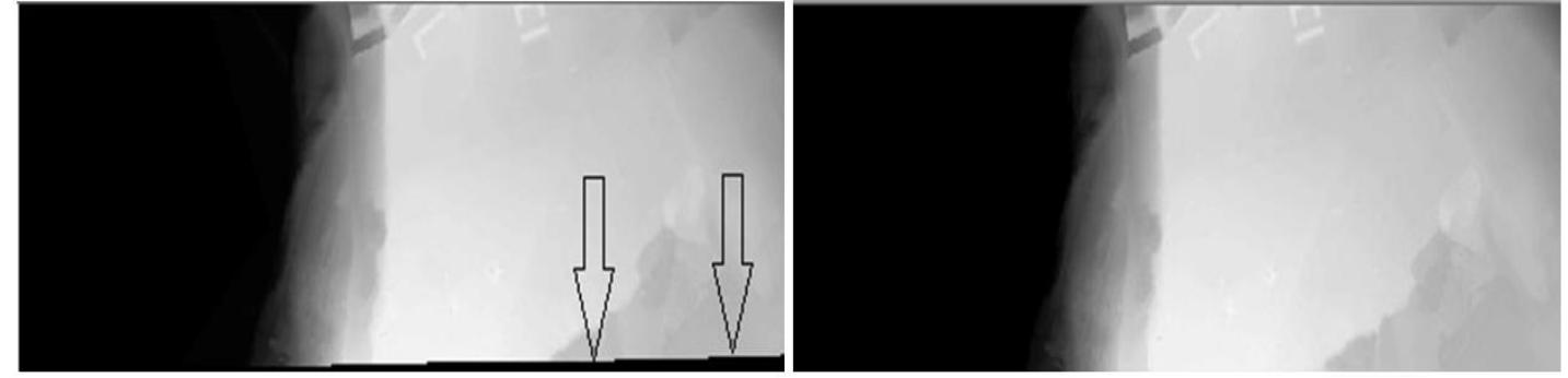 Before and after the using the function elevation void fill